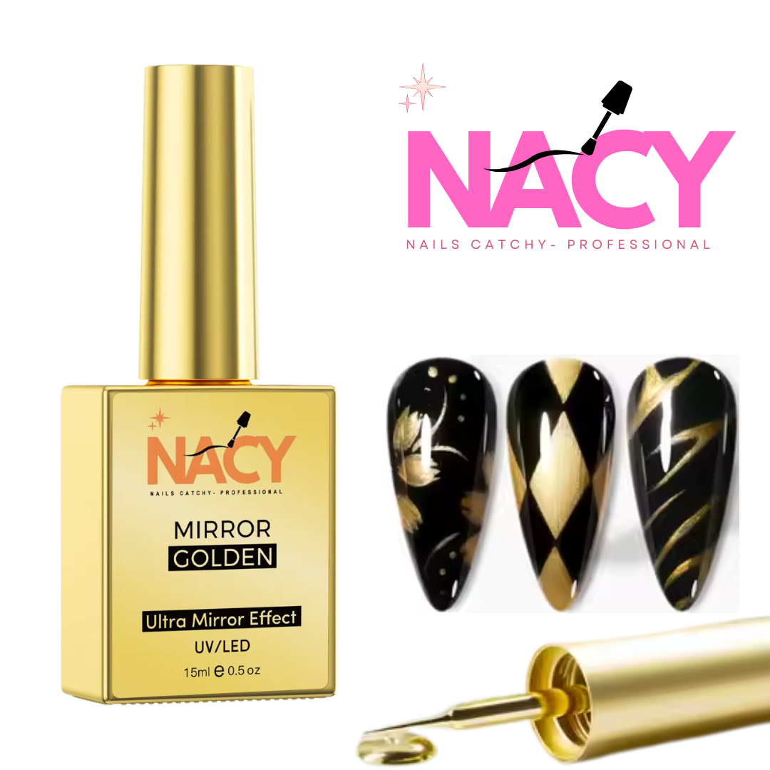 NACY Metallic Painting Liner Gel Golden Mirror Effect Nail Art 15ml