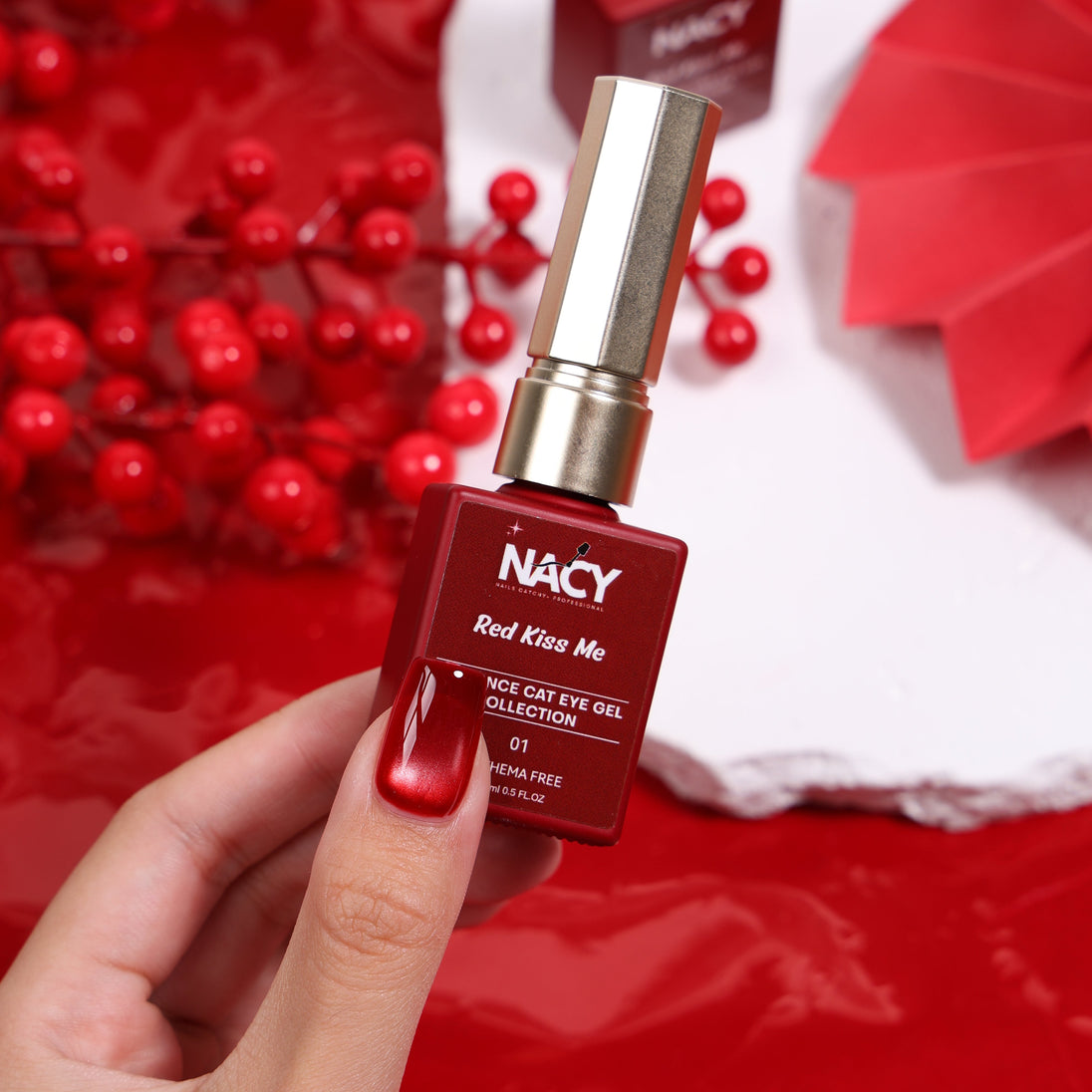 Nacy Ruby Red Cat Eye Gel 0.5oz - 01