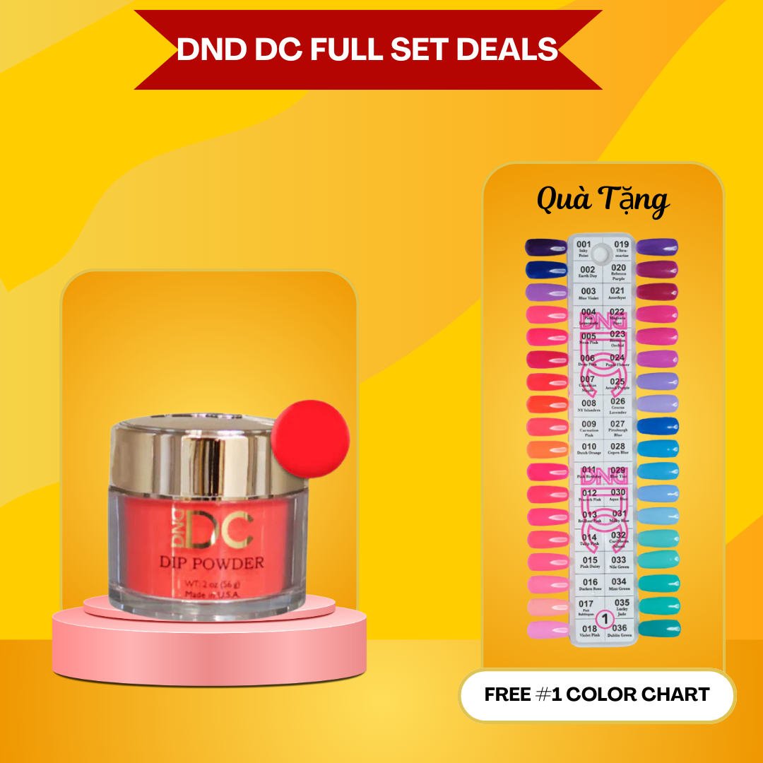 DND DC Dip Powder 2oz - 36 colors Board 1 (#001 - #036) w/ 2 Color Cha