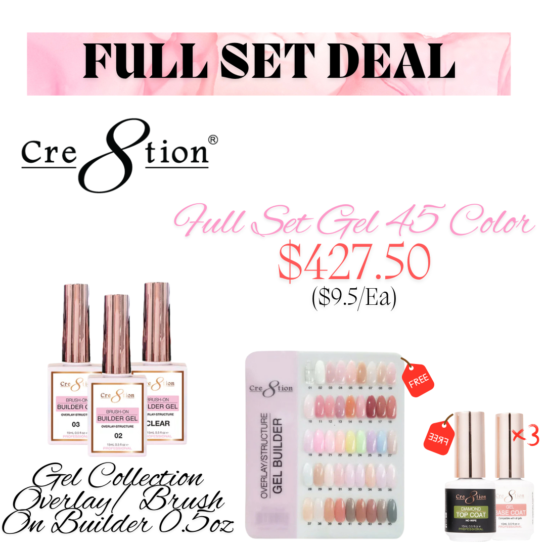 Cre8tion Gel Collection - Overlay/ Brush on Builder 0.5oz - Full Set 4