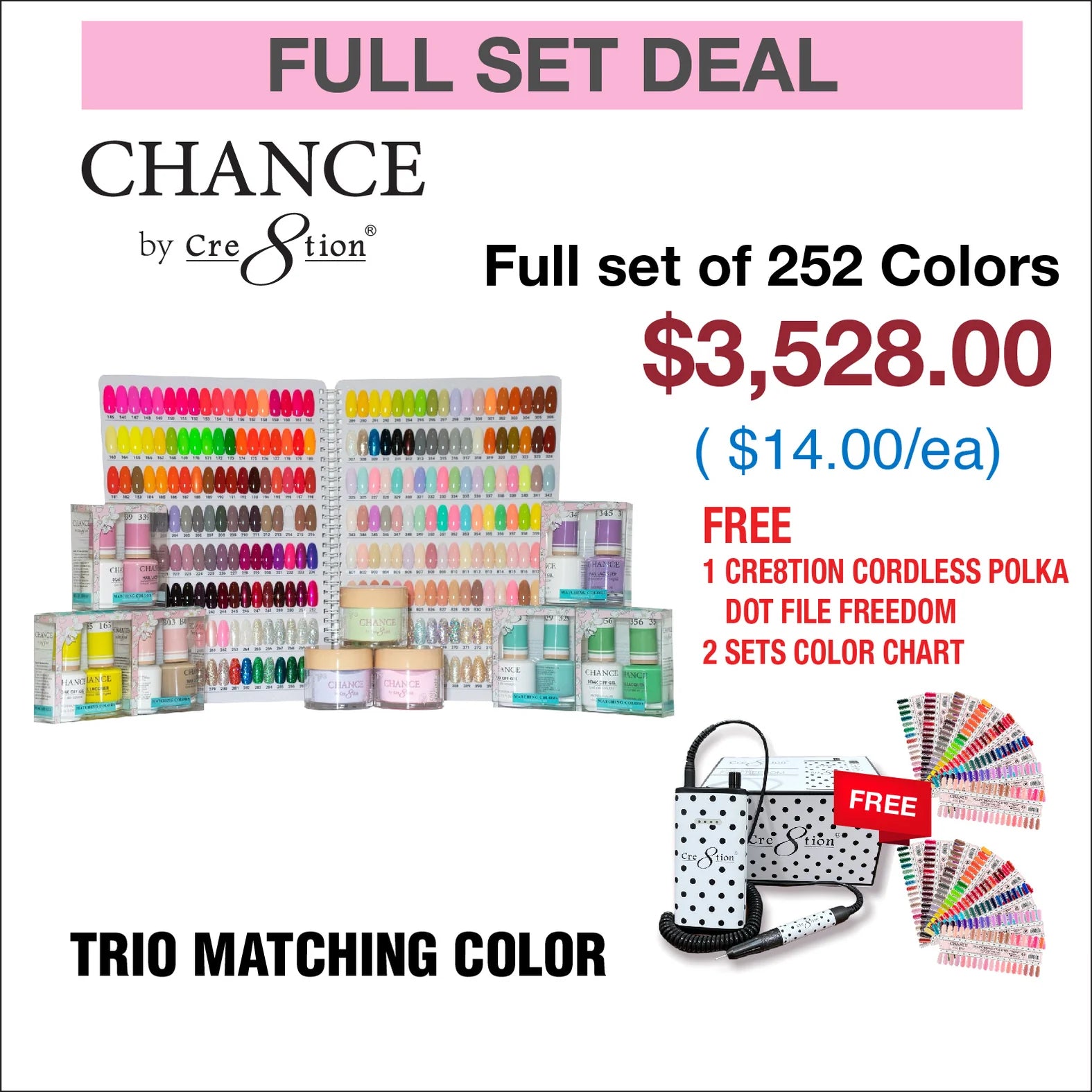 Chance Trio Matching color - Full set 252 colors w/ 2 sets Color Chart